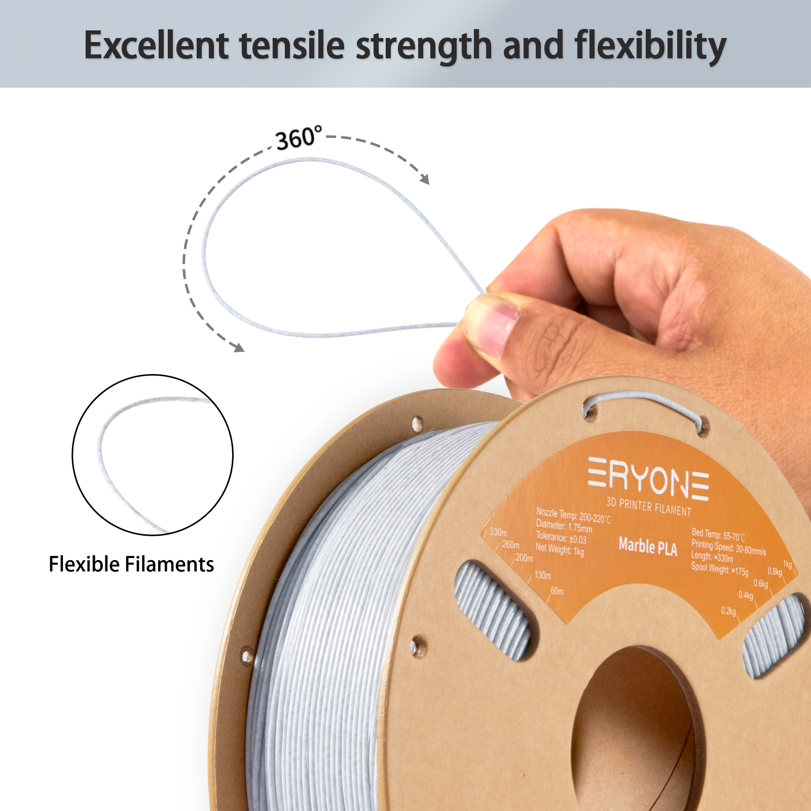 ERYONE Marble PLA Filament for 3D Printers, 1kg Spool, 1.75mm Diameter ...