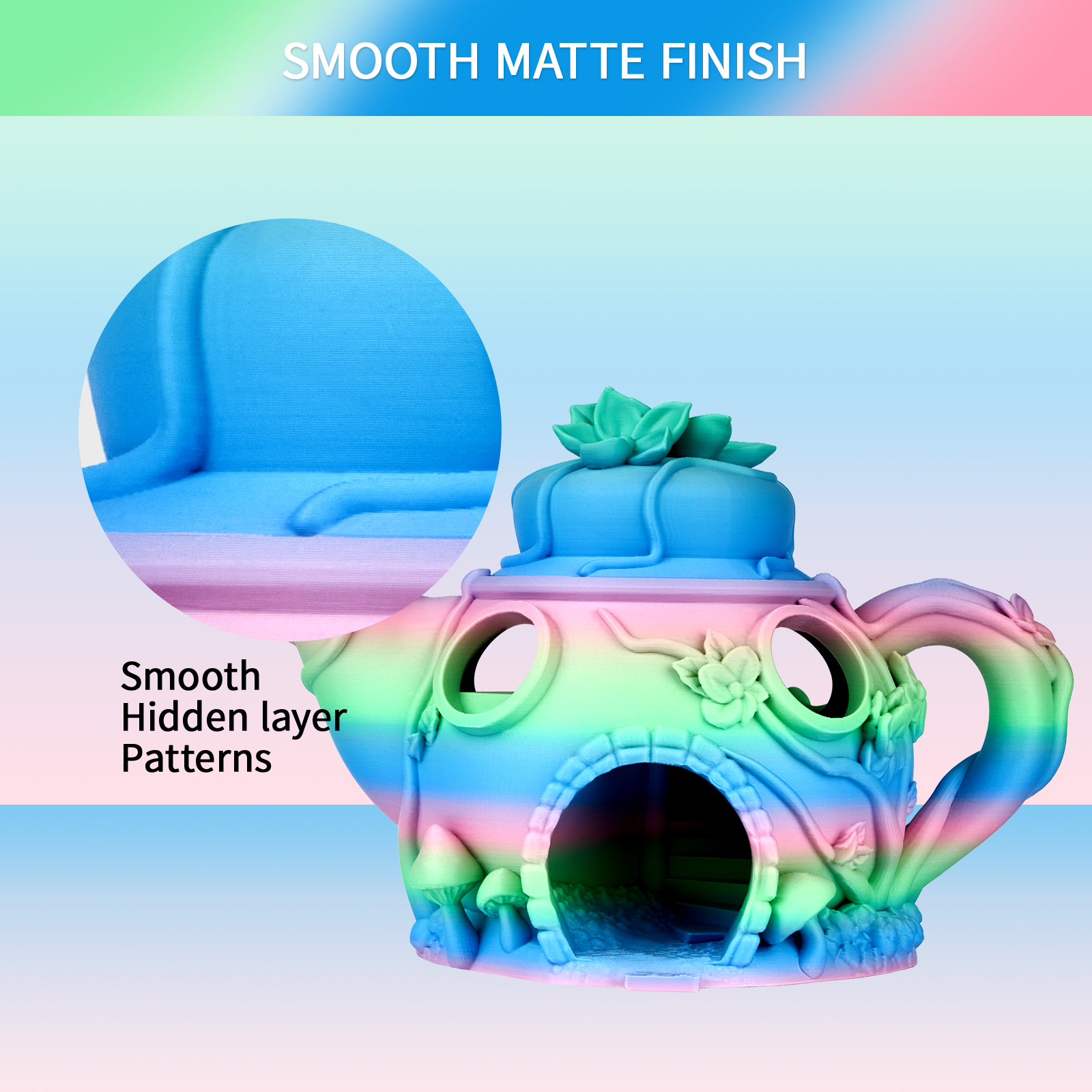 ERYONE Matte Gradient PLA Filament – Fairy Tale (Pink & Green & Blue ...